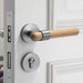 Oak Wood Door Lever Brushed Nickel Door Lock Handle - Etsy
