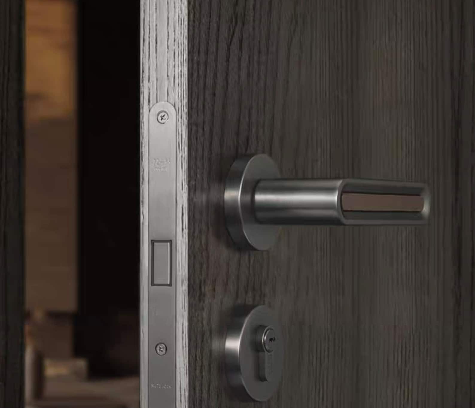 Modern Walnut Door Lever Handle, Door Lever Set With Hinges and Stopper ...