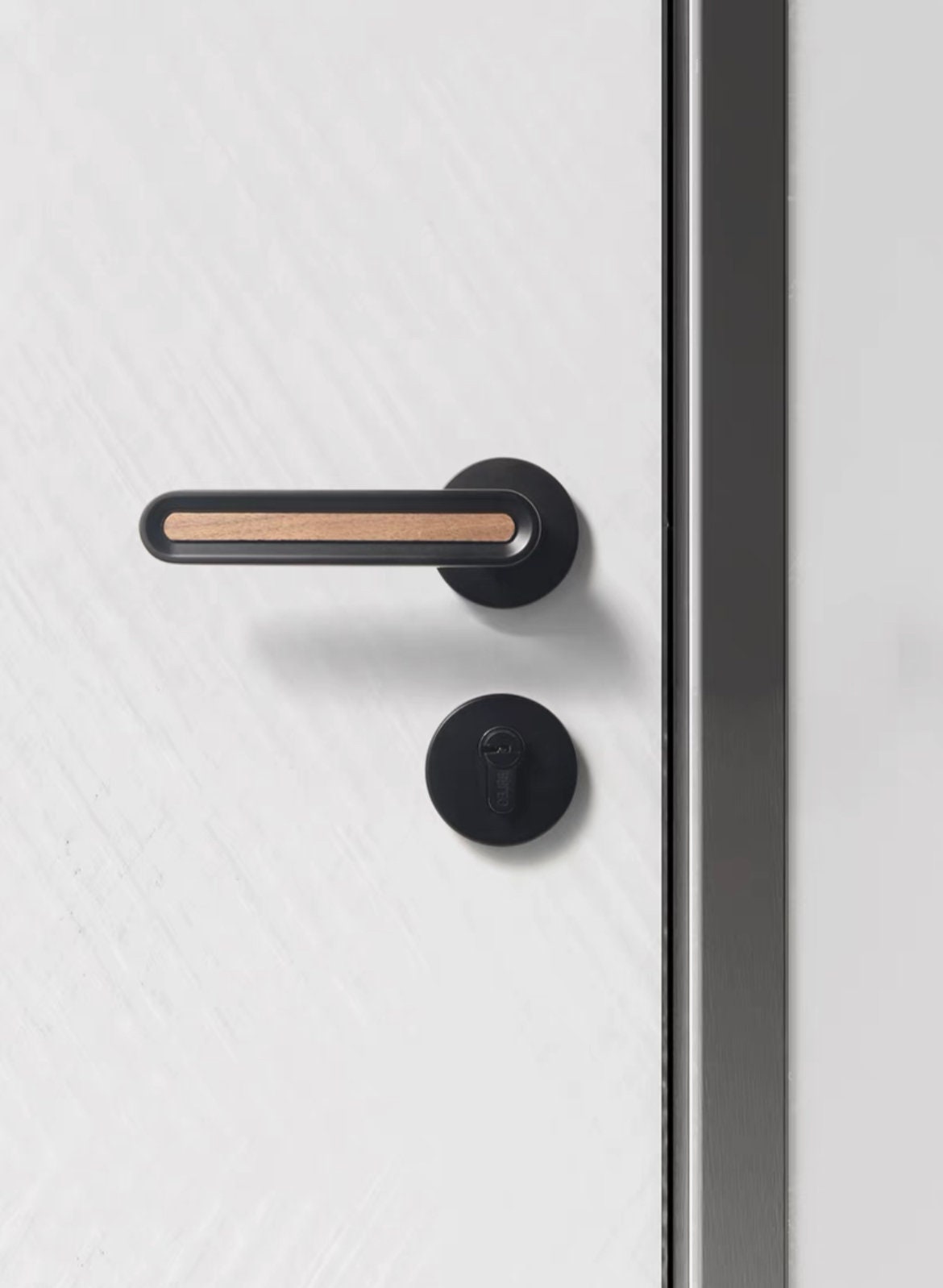 Modern Walnut Door Lever Handle, Door Lever Set With Hinges and Stopper ...