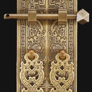 Retro Asian Latch, Chinese Antique Pure Brass Handle, Antique Brass ...