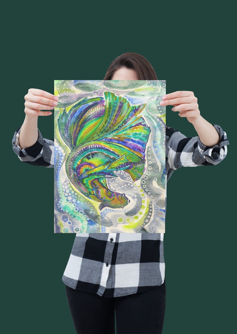 Fish Poster. Fantastic Fish, 1. Wall Art, Vertical Print on Paper of a ...