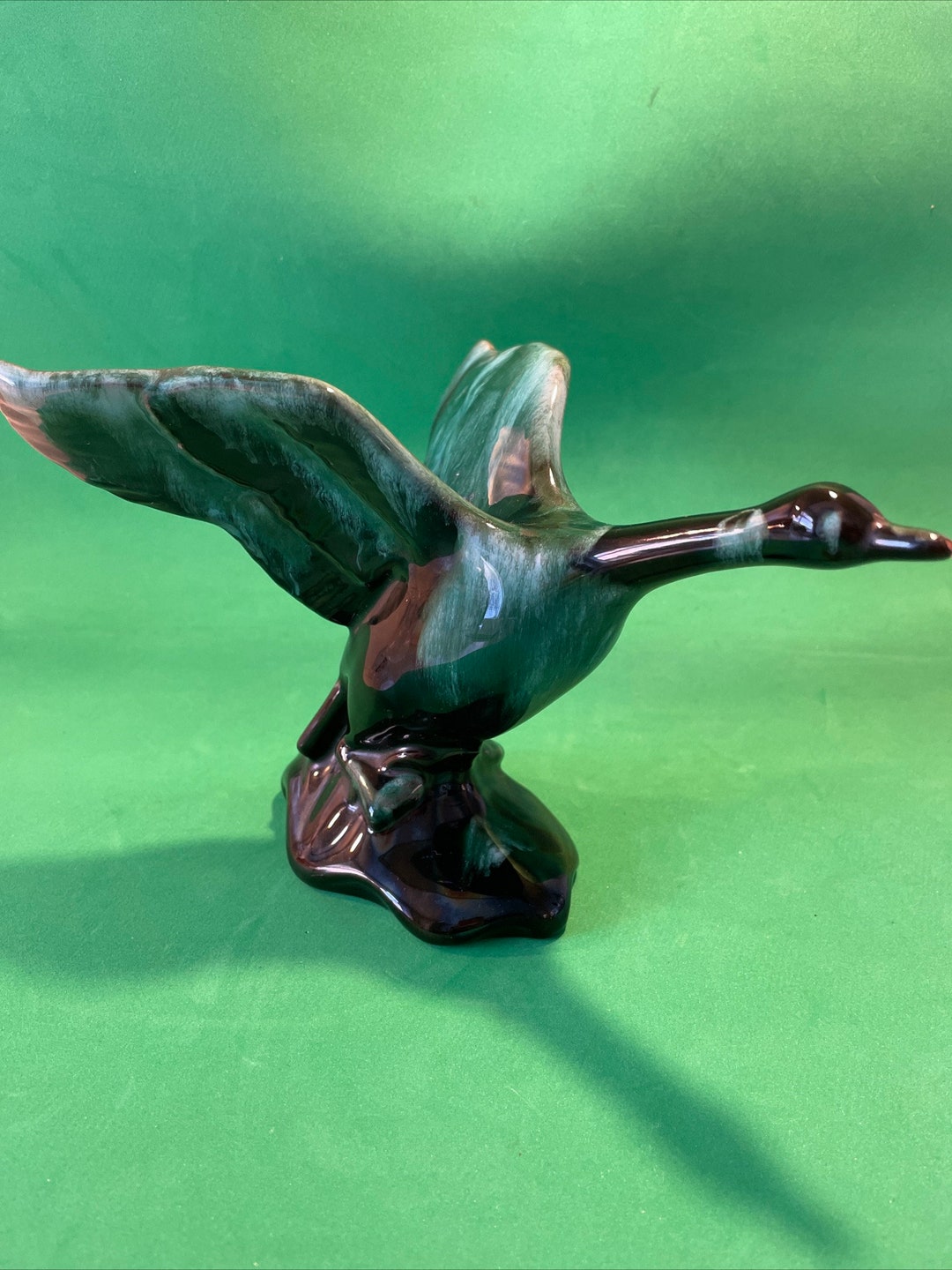 Vintage Studio Pottery Glazed Goose. Green & Black, Measures 5.25 X 6 X ...