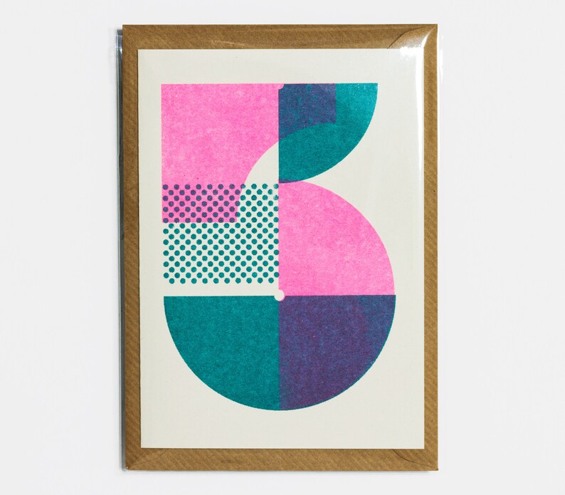 Number Five – A6 Greetings Card – Risograph Print - Etsy