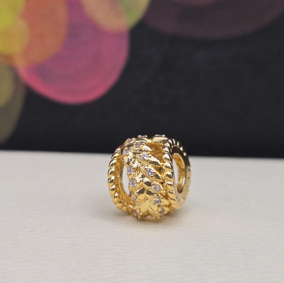 New Dazzling Grain Swirls Charm, Shine Gold Beads, Authentic Charm for ...