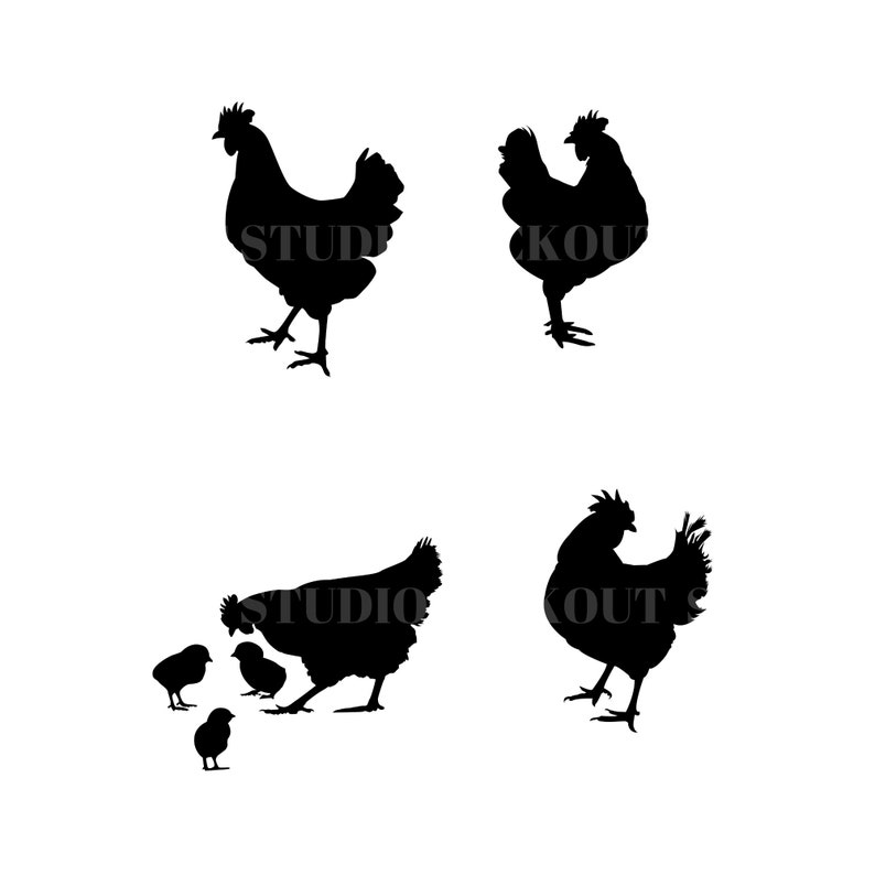 Paquete de silueta de gallina / Pollo svg / Gallina svg / Clipart de ...