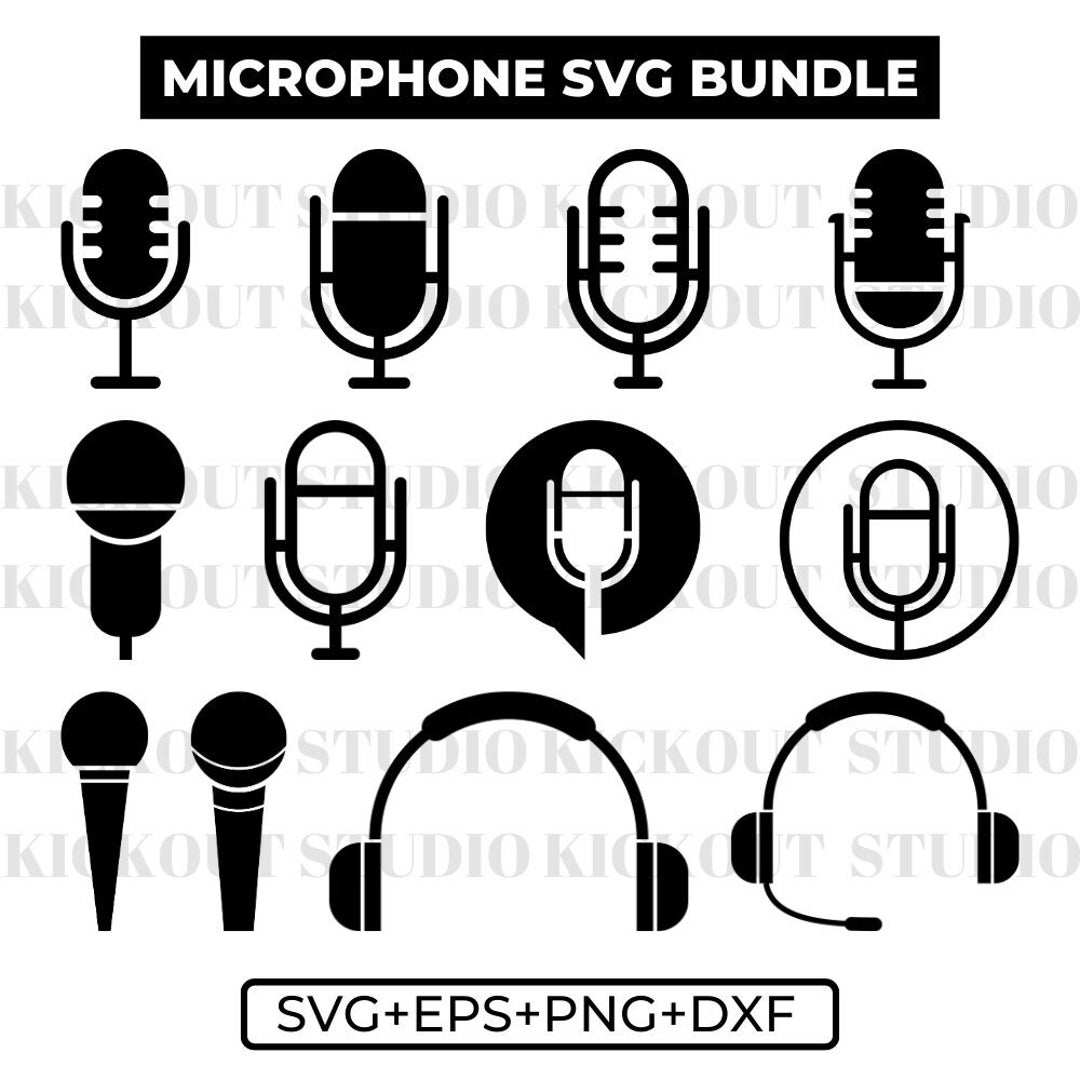 Microphone Svg Bundle Mic Svg Headphones Svg Vintage Microphone Vector ...