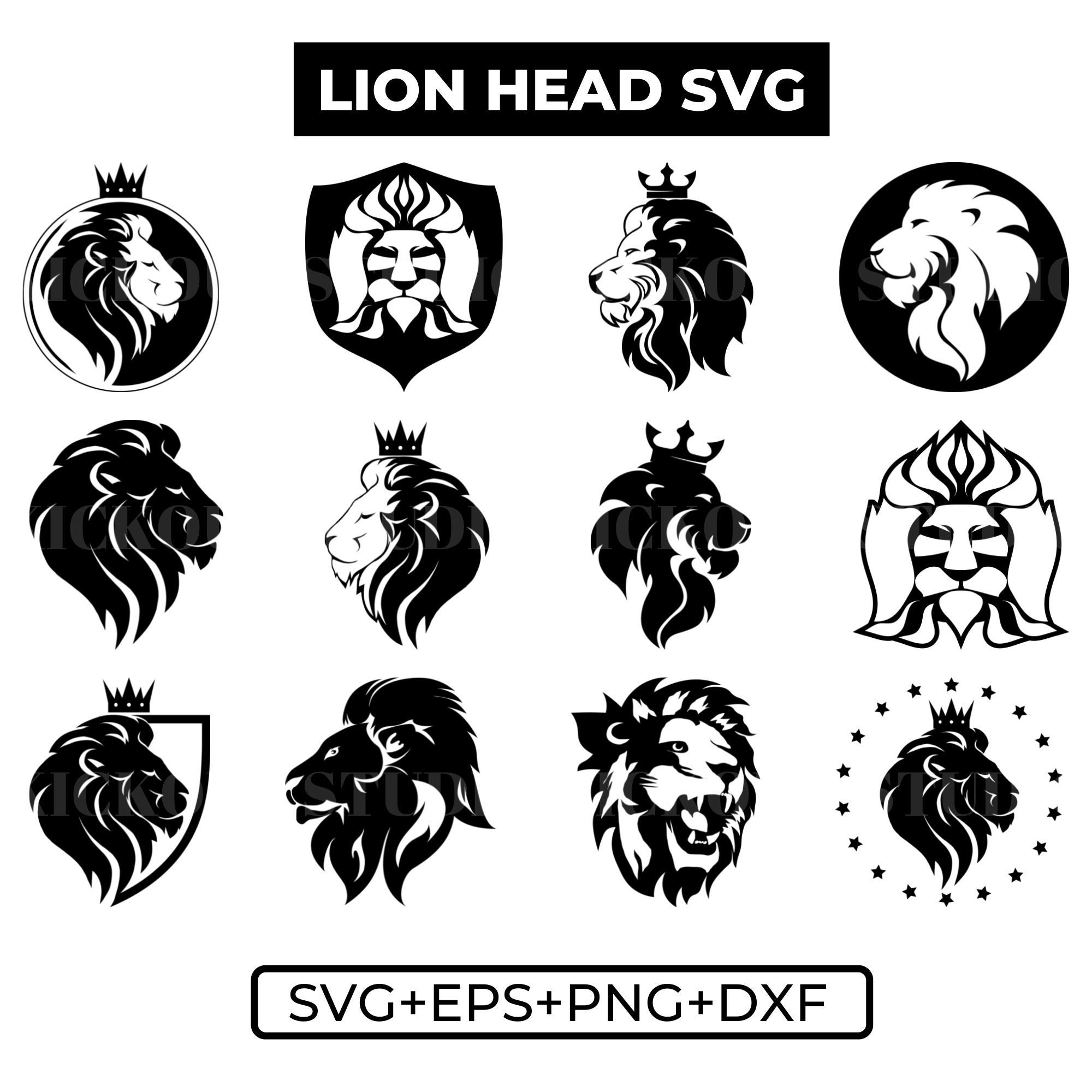 Lion Head Svg Lion Svg Lion Silhouette Lion Face Svg - Etsy
