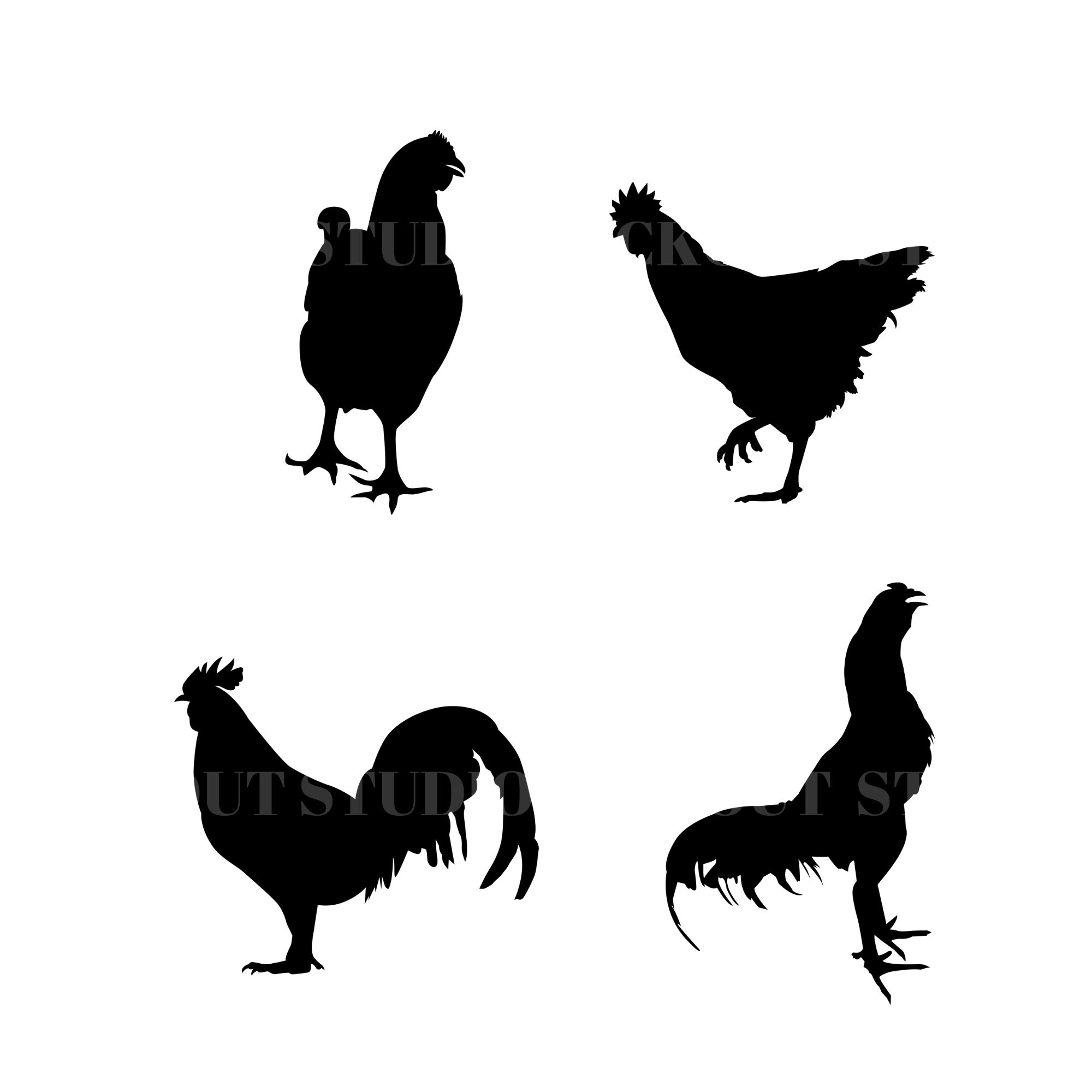 Paquete de silueta de gallina / Pollo svg / Gallina svg / Clipart de ...