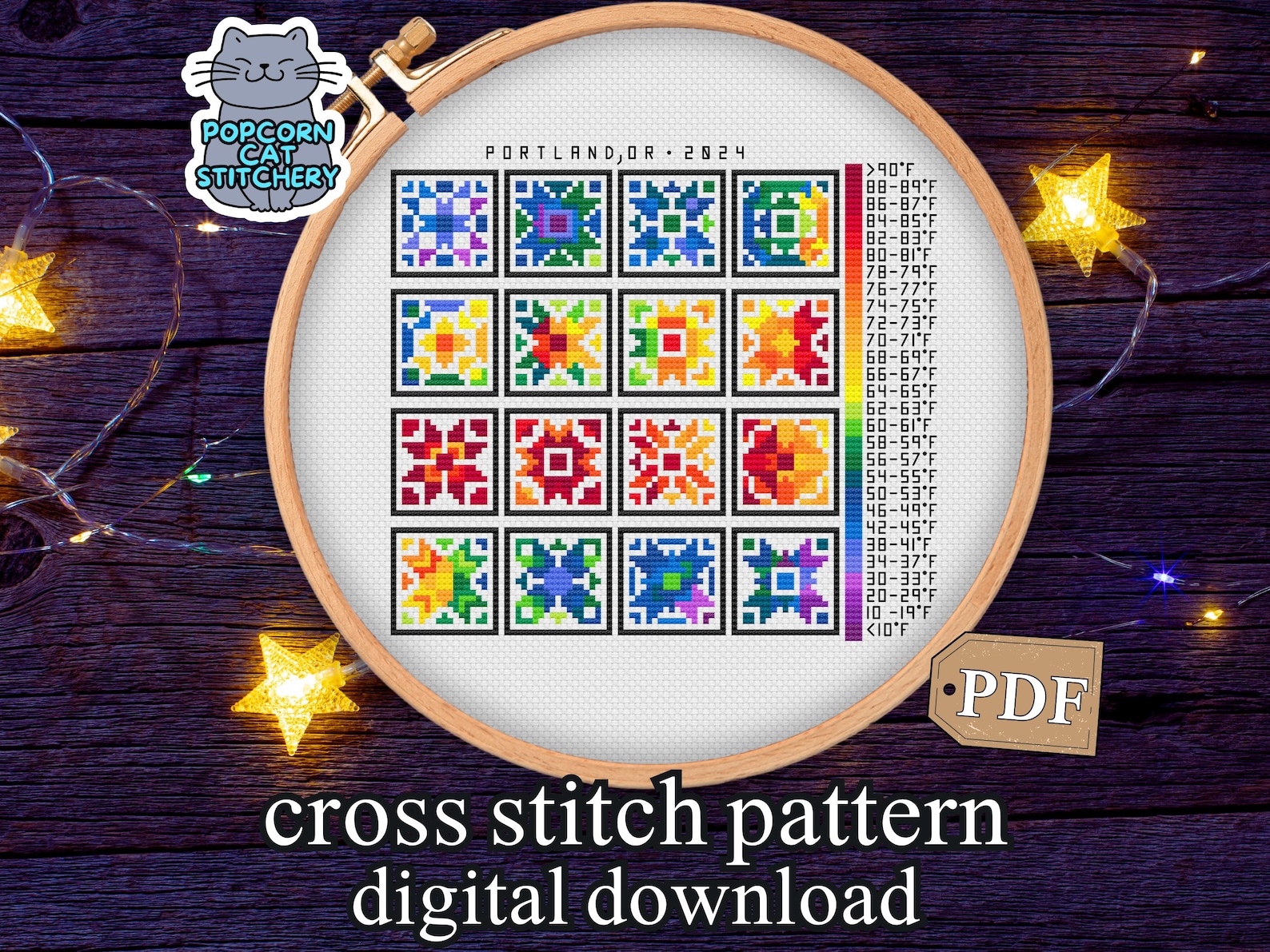Temperature Quilt Cross Stitch Pattern: Daily Weather Tracker (PDF ...