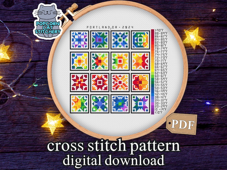 Temperature Quilt Cross Stitch Pattern: Daily Weather Tracker (PDF ...
