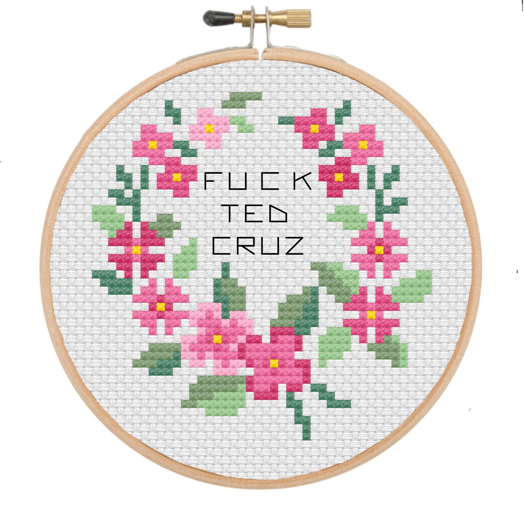 Ted Cruz Snarky Cross Stitch Pattern: Floral Frame (digital Download ...