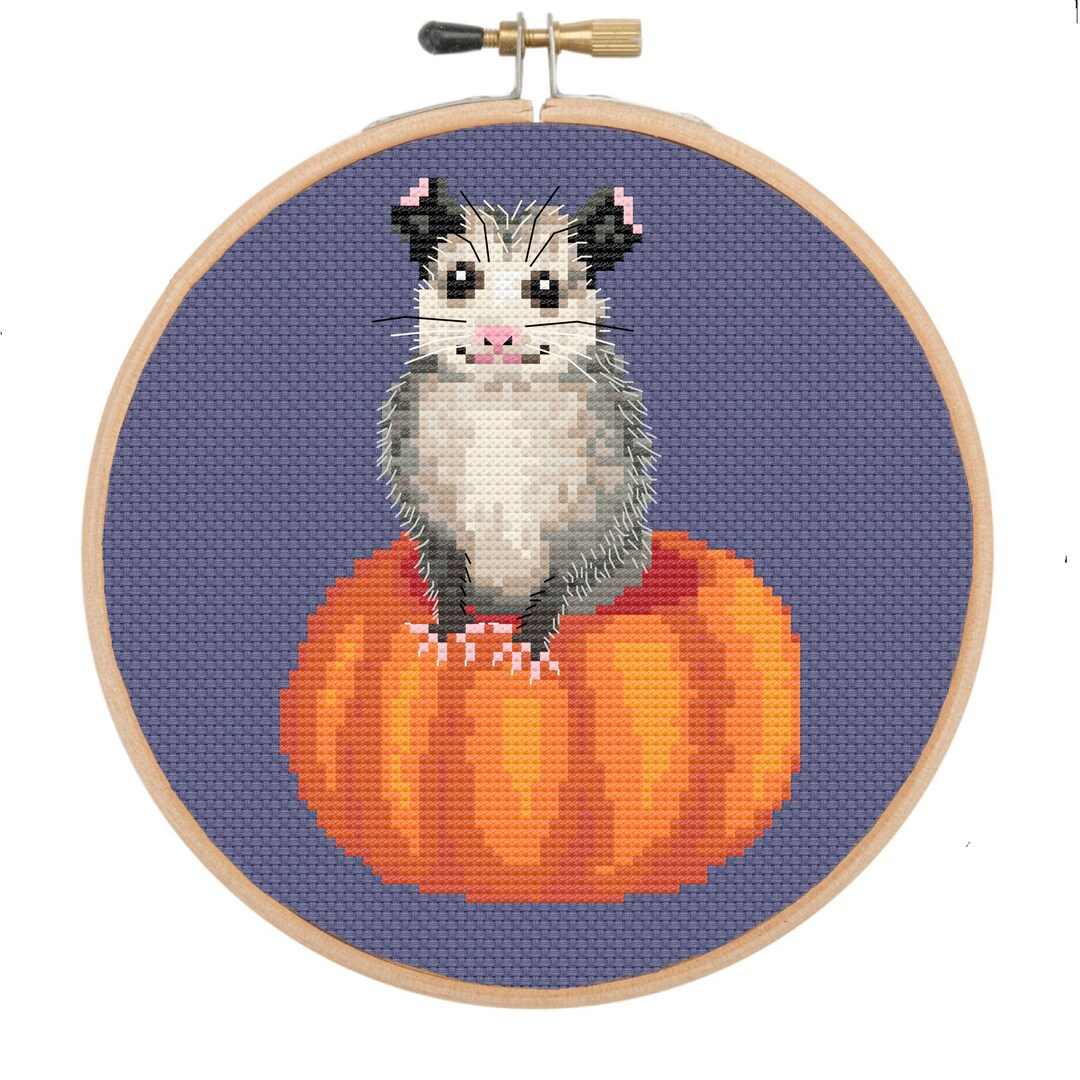 Small Cute Opossum Cross Stitch Pattern Chart, Modern Cross Stitch ...