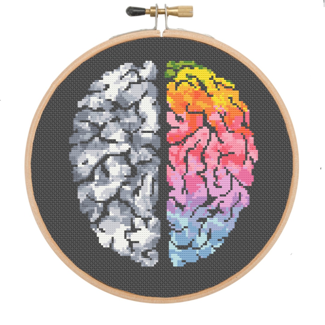 Rainbow Brain Anatomy Cross Stitch Pattern: Modern Psychology (PDF ...