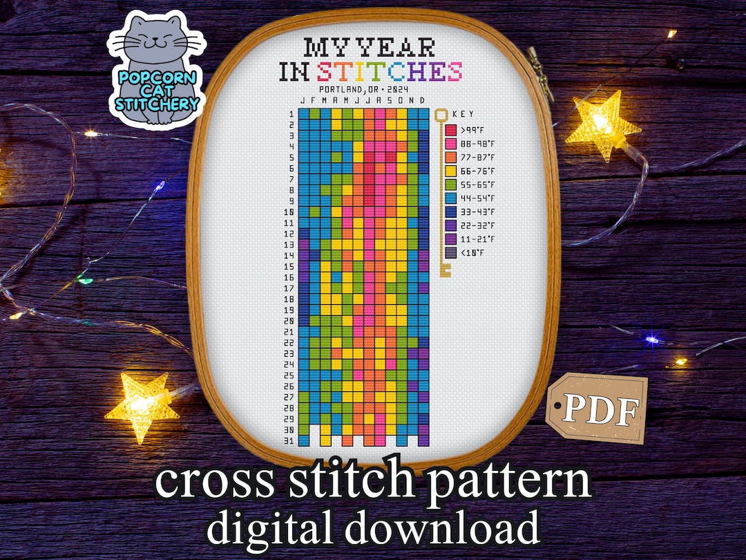 Temperature Cross Stitch Pattern: Daily Weather Tracker (PDF Pattern ...