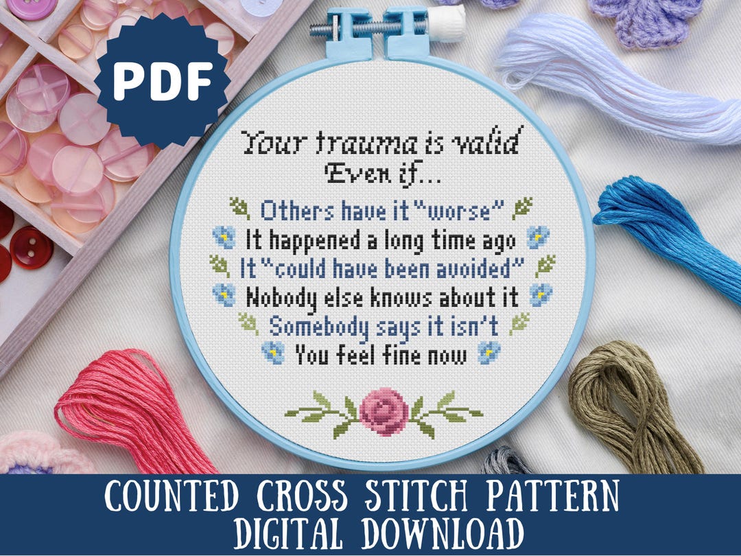 Childhood Trauma Cross Stitch Pattern | Mental Health Embroidery | Self ...