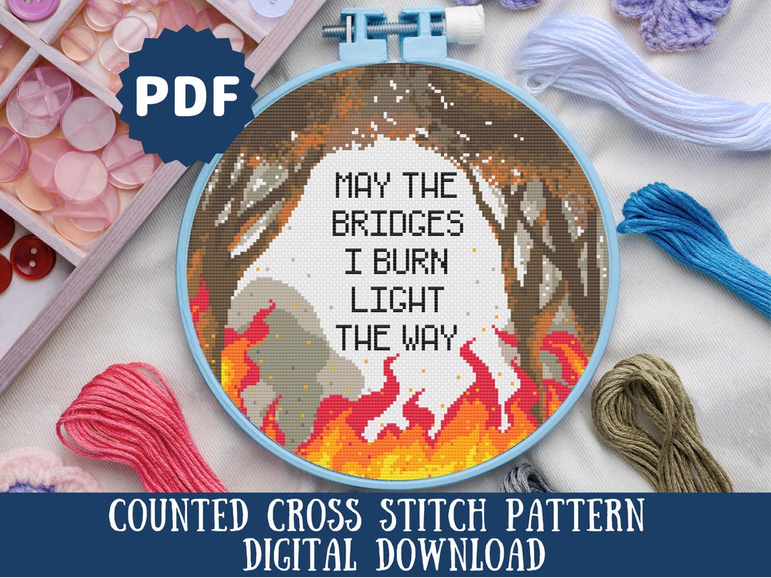 Funny Bridges Cross Stitch Pattern: Snarky Affirmation Embroidery (PDF ...