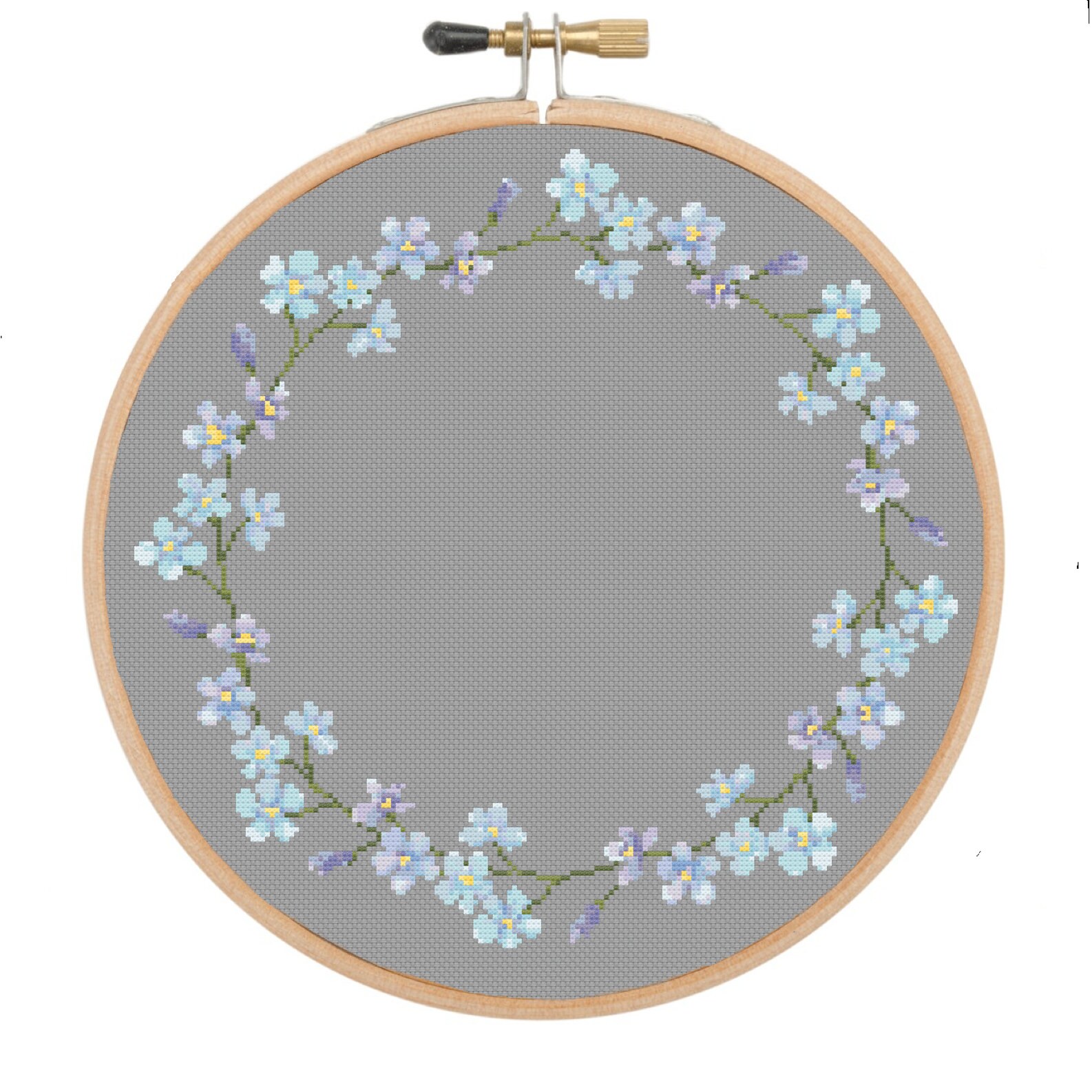 Blue Forget Me Not Floral Flower Wreath Cross Stitch Frame - Etsy