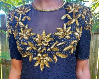 DISCO Sequin Vintage SLOUCHY Silver Gold Top s-m - Etsy