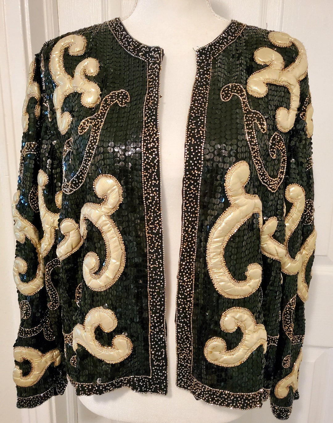 Vintage Sequin & Beaded Quilted Jacket - Etsy