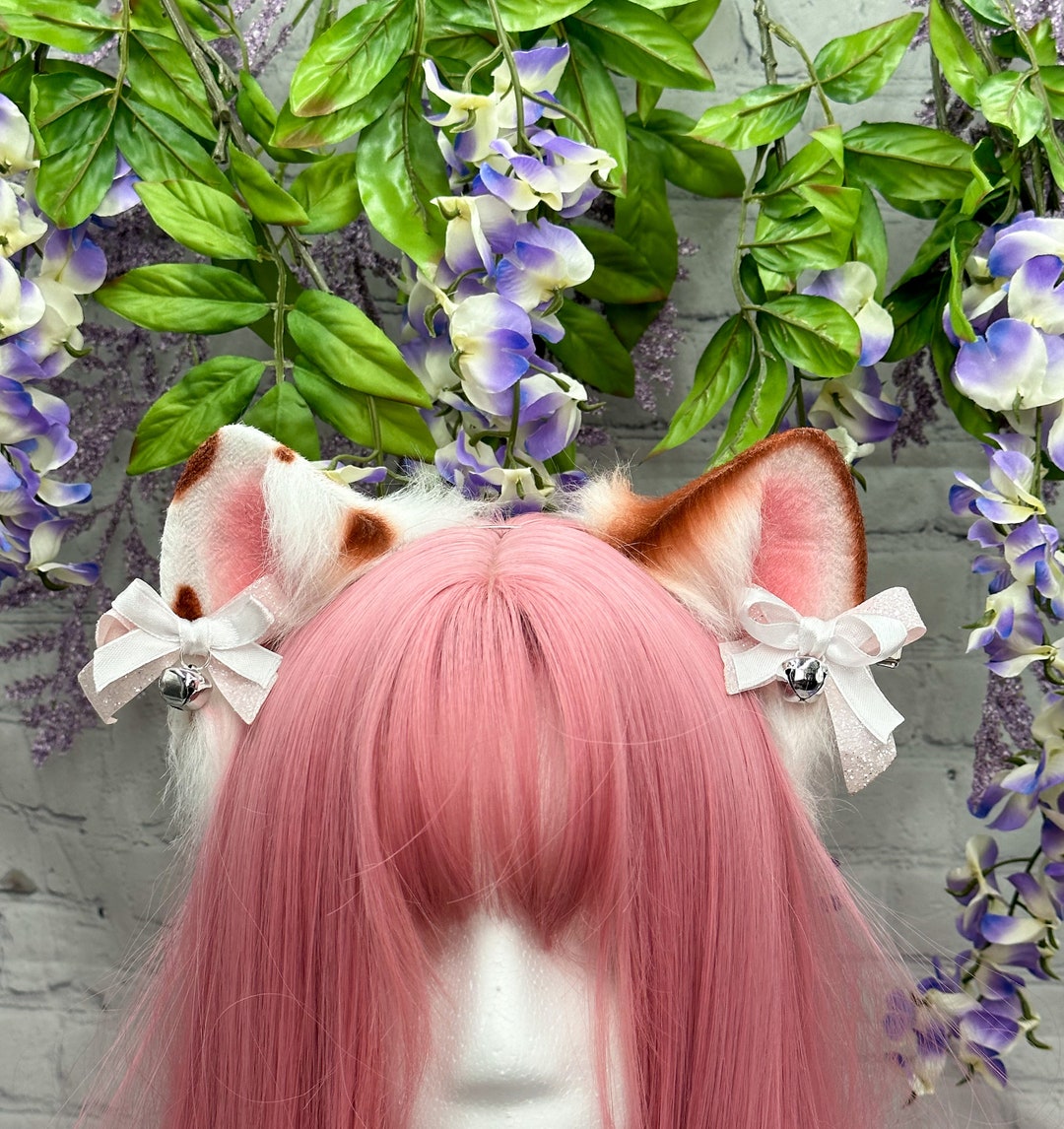 Calico Cat Ears Headband: Faux Fur Cosplay With Bows - Etsy