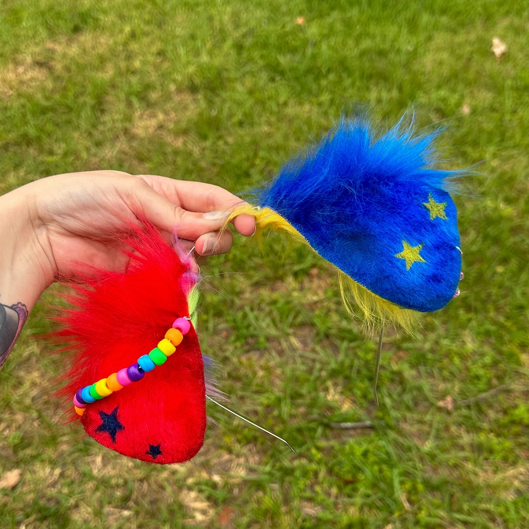 Rainbow Kidcore Puppy Ears: Floppy Faux Fur Dog Cosplay - Etsy