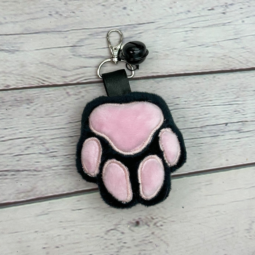 Cute Cat Paw Keychain Black and Pink Toe Bean Plush Bag Charm Kawaii ...