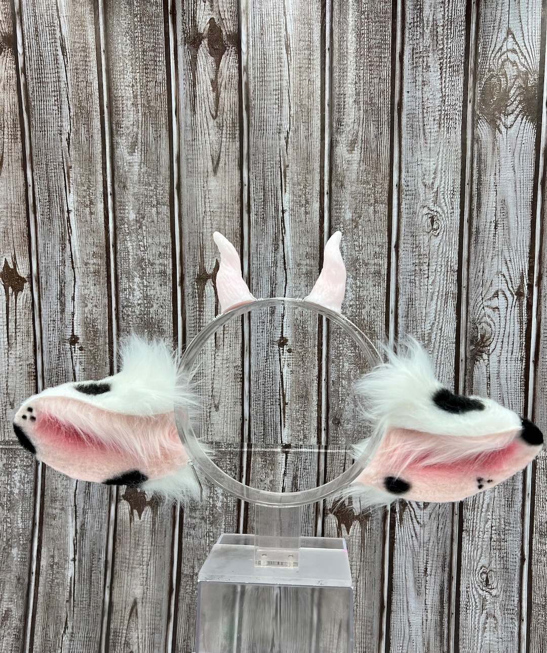 Fluffy Cow Ears With Horns Faux Fur Cow Cosplay Costume Ears Halloween