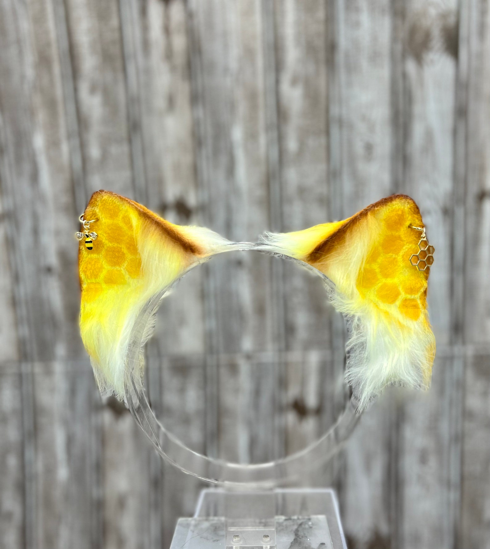 Honeycomb Cat Ears With Detachable Bows Yellow Gold Honey Bee - Etsy