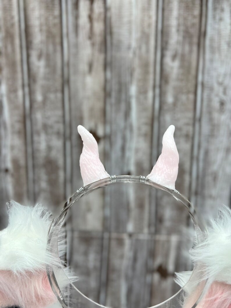 Fluffy Cow Ears With Horns Faux Fur Cow Cosplay Costume Ears - Etsy