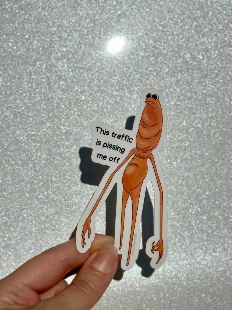 Marcus Worm Meme Sticker | Grumpy Worm, Chronically Online (4" Vinyl ...