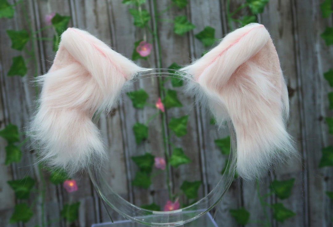 Fluffy Baby Pink Cat Ear Headband Kawaii Cat Ear Cosplay Faux Fur Cat ...