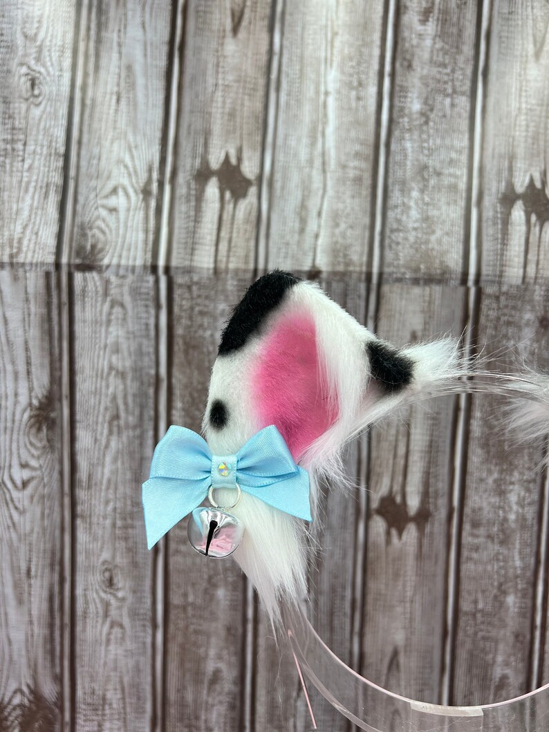 Realistic Black and White Calico Cat Ears With Removable Bows - Etsy