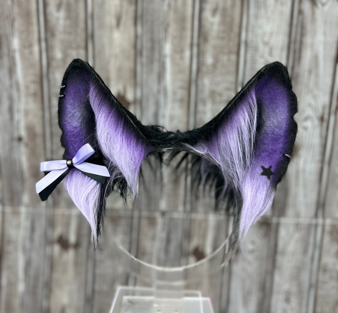 Pastel Goth Puppy Ears and Tail Set: Black & Purple Cosplay - Etsy