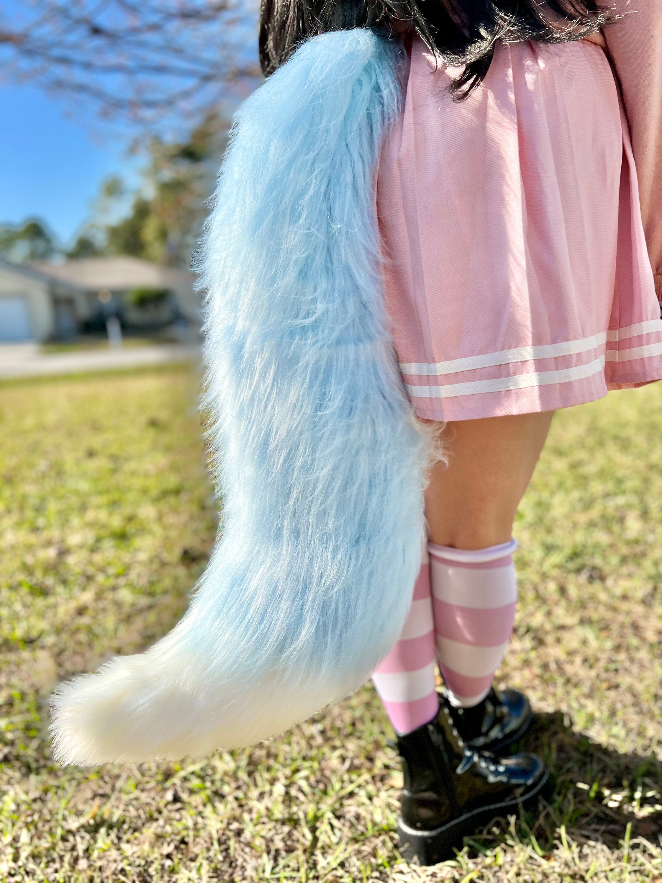 Blue and Black Fox Ears Faux Fur Cosplay Faux Fur Animal Ears - Etsy