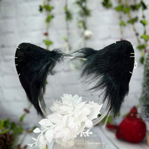 Goth Inspired Black Cat Ears and Tail Set Gothic Black Cat Cosplay Faux ...