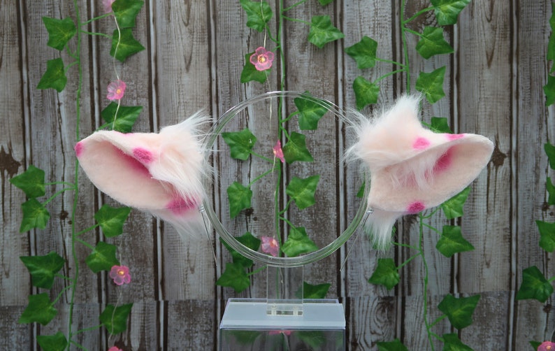 Pink Strawberry Cow Ears Faux Fur Ears Headband Etsy Canada