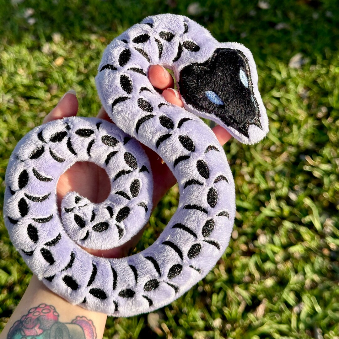 Purple Black Skeleton Snake Plush Handmade Spooky Snake Plushie Soft ...