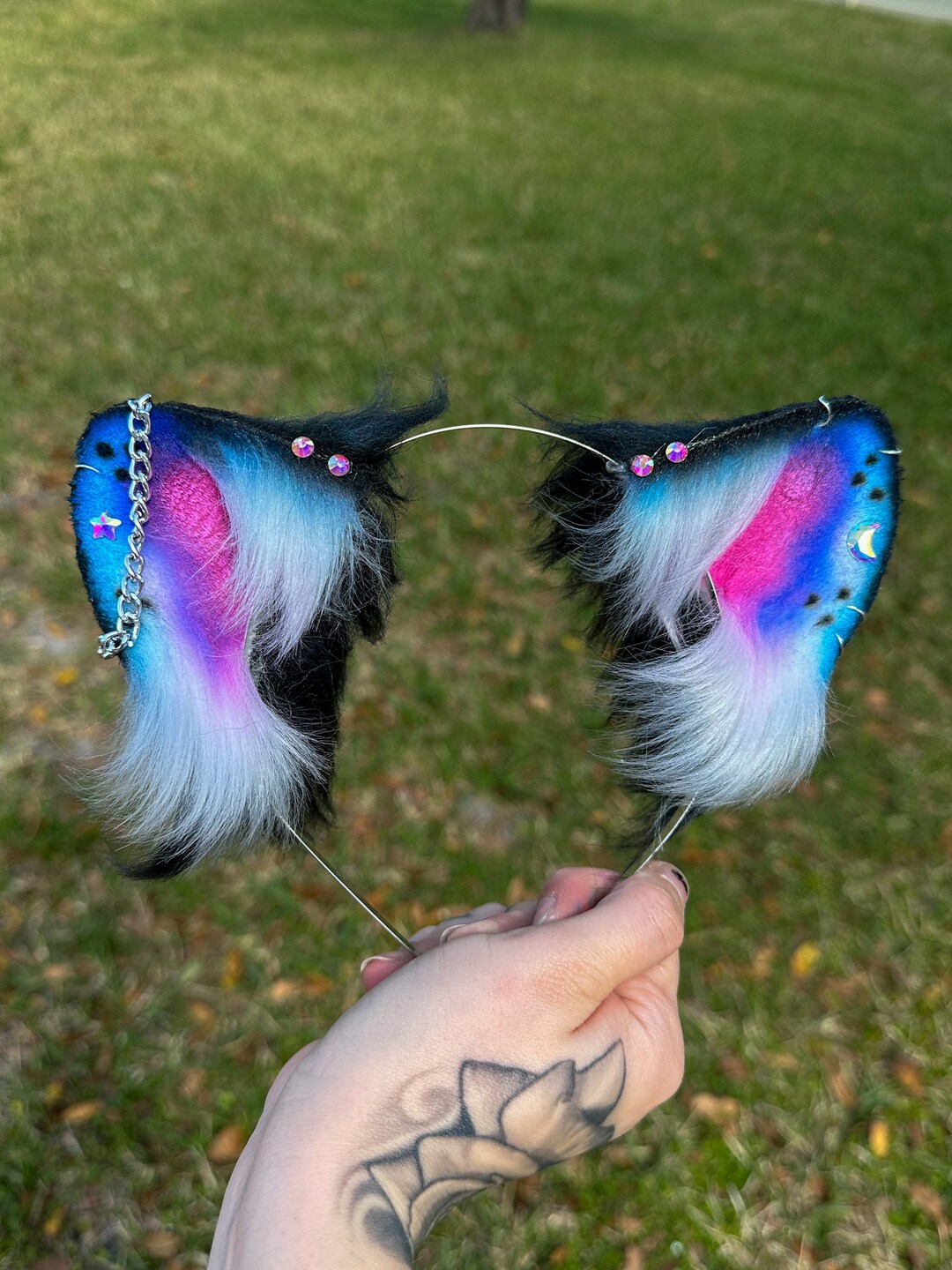 Galaxy Themed Cat Ears Headband Nekomimi Outer Space Themed Cat Cosplay ...