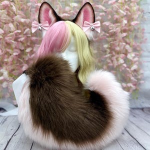 German Shepherd Puppy Ears Headband: Faux Fur Cosplay With Pink Bows - Etsy