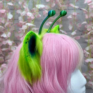Alien Cat Ears Headband: Green & Blue Antenna Kemonomimi - Etsy