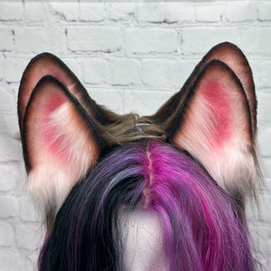 German Shepherd Puppy Ears Headband: Faux Fur Cosplay With Pink Bows - Etsy