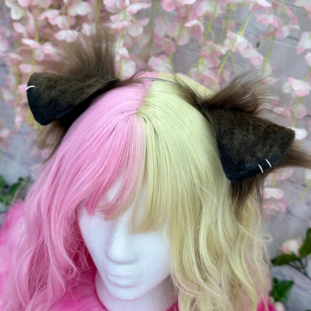 Premade Floppy Goth Puppy Ears and Tail Black and Brown Floppy ...