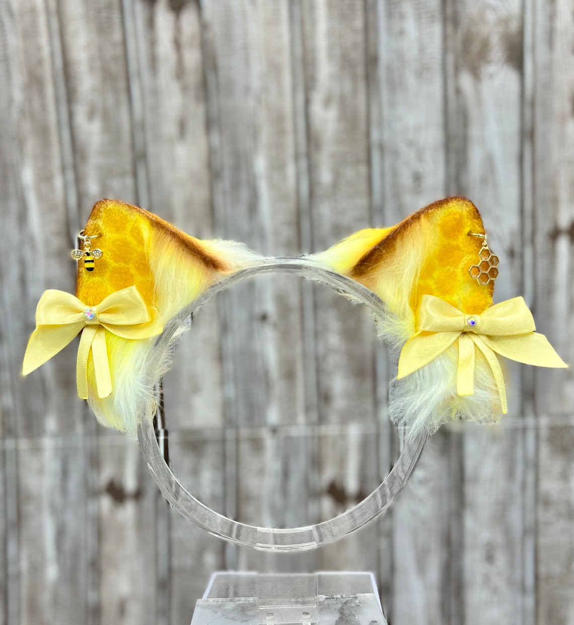 Honeycomb Cat Ears With Detachable Bows Yellow Gold Honey Bee - Etsy
