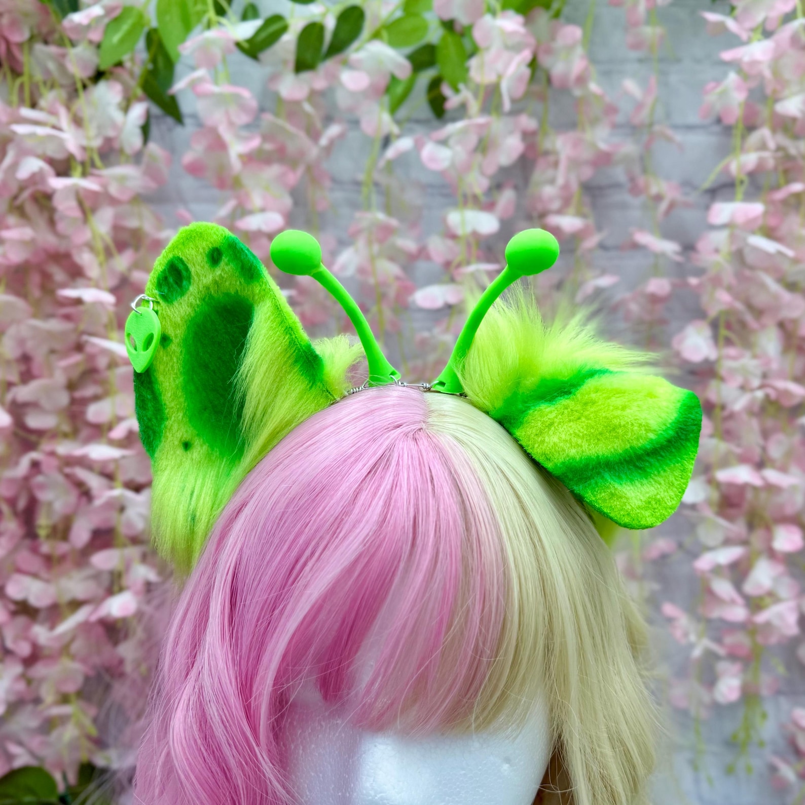 Alien Puppy Ears Headband: Green & Blue Airbrushed Dog Ears With ...