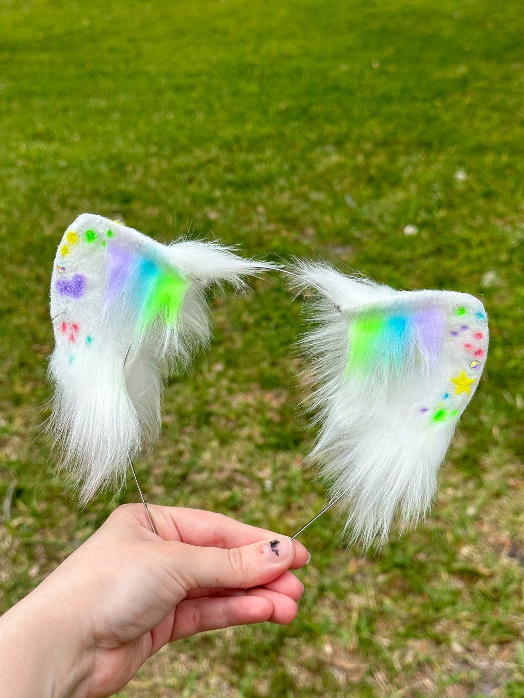 Pastel Rainbow Cat Ears Rainbowcore Decora Kei, Fairy Kei, Yuma Kawaii Neko Ears Cosplay - Etsy
