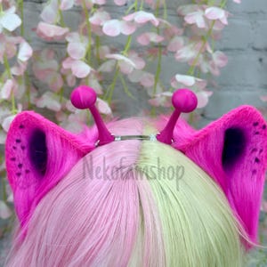 UV Pink Alien Cat Ears Headband: Neon Kemonomimi Costume - Etsy