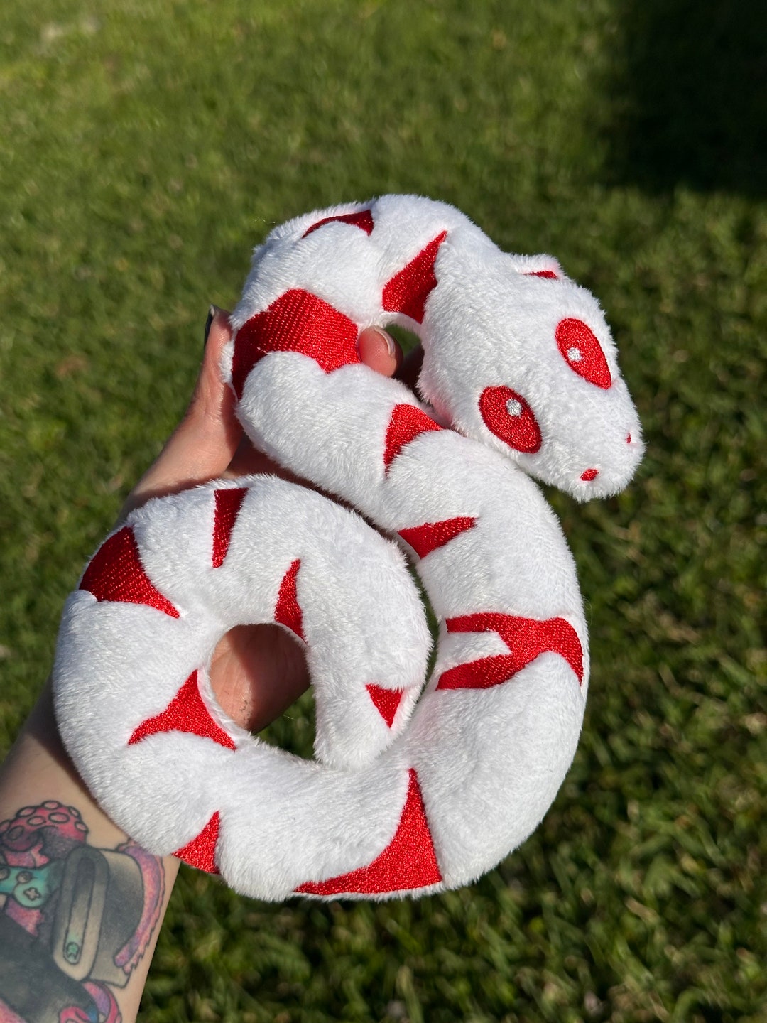 Albino Snake Plush Red and White Snake Handmade Spooky Snake Plushie ...