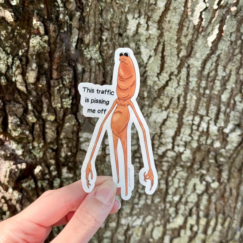 Marcus Worm Meme Sticker | Grumpy Worm, Chronically Online (4" Vinyl ...