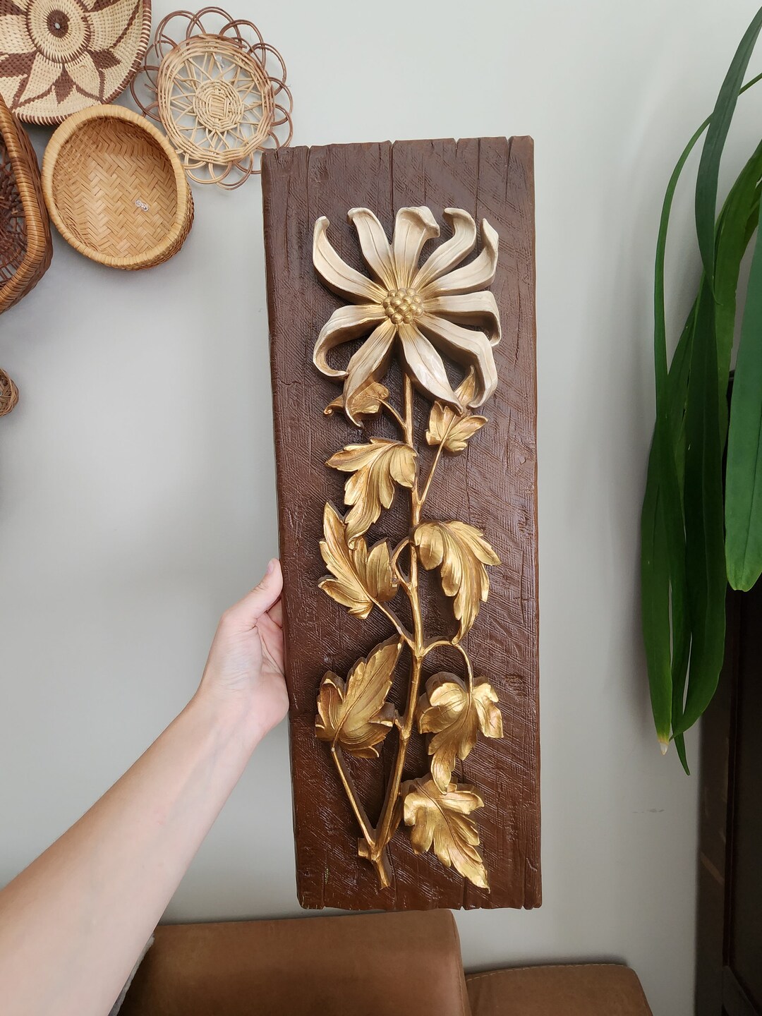 Vintage Syroco Wall Flower | Vintage Wall Flower | Syroco Products - Etsy