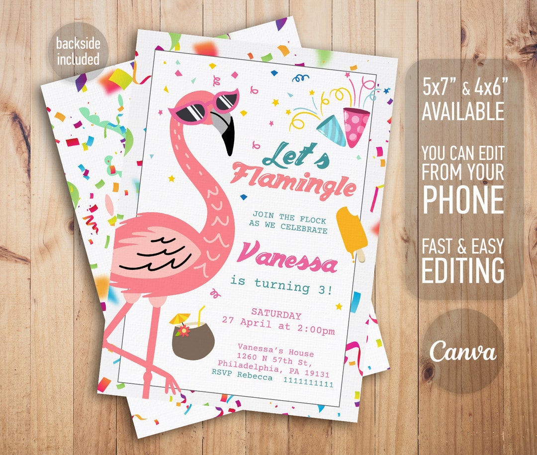 Let's Flamingle Birthday Party Flamingo Birthday Invitation. Flamingle ...